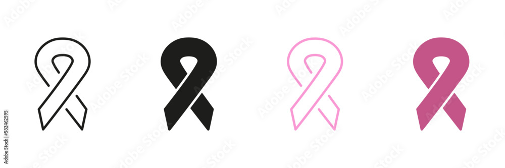 Support People with Breast Cancer. Awareness Day Black and Pink Symbol ...