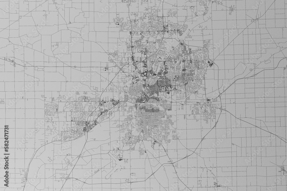 Map of the streets of Fort Wayne (Indiana, USA) made with black lines ...