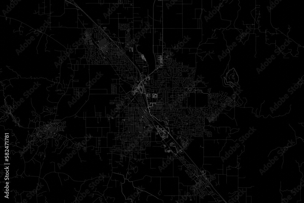 Stylized map of the streets of Medford (Oregon, USA) made with white ...
