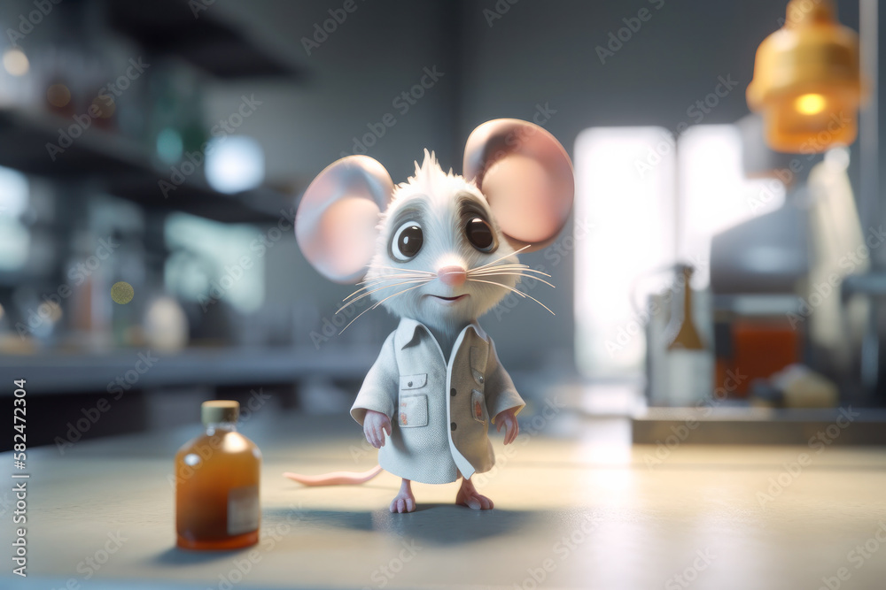 Scientist mouse in a lab coat ready for science, medicine research ...