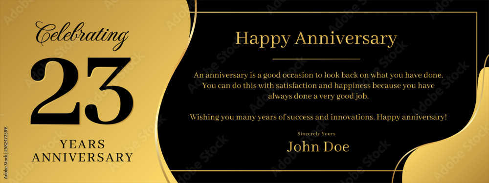 23 years anniversary, a banner speech anniversary template with a gold ...