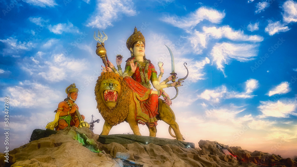 Statue of Maa Vaishno Devi beautiful image of maa durga with lion ...