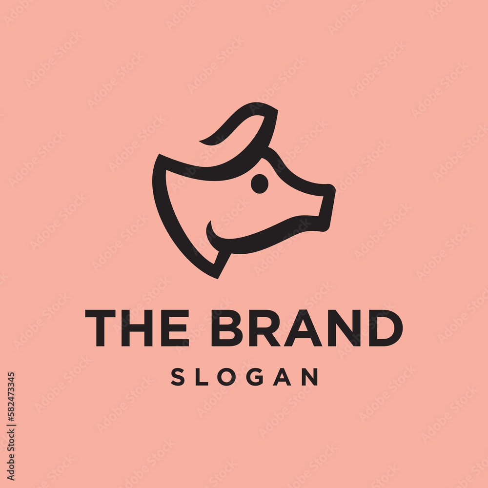 pork head logo. pig simple line icon logo vector design, modern logo ...