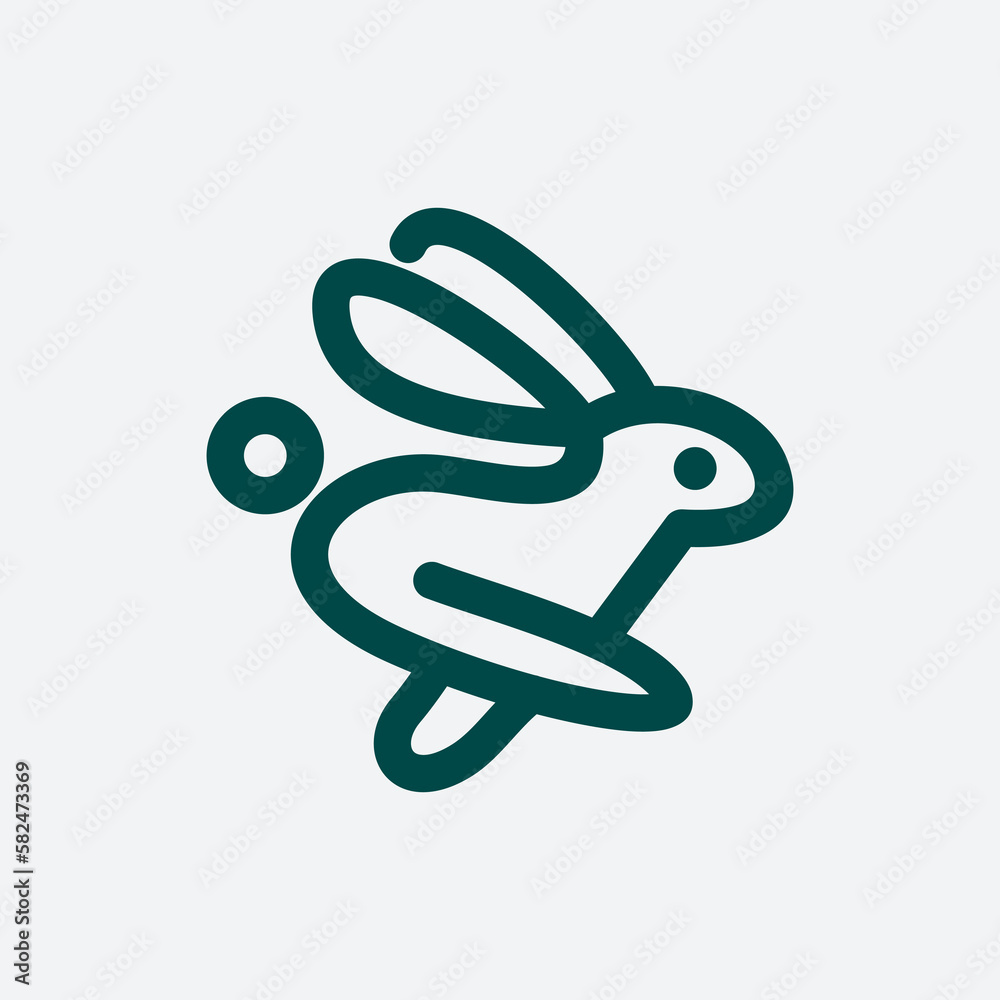 running rabbit line icon logo vector design, modern bunny logo ...