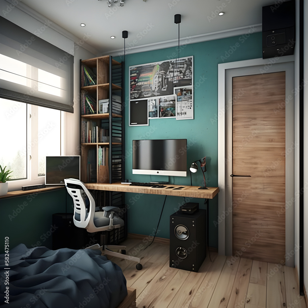 room, interior, tv, home, furniture, computer, table, living ...