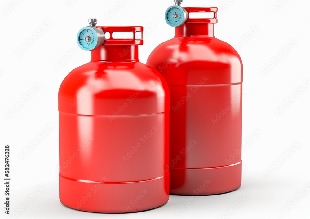 Variety of gas cylinder container isolated with white background ...