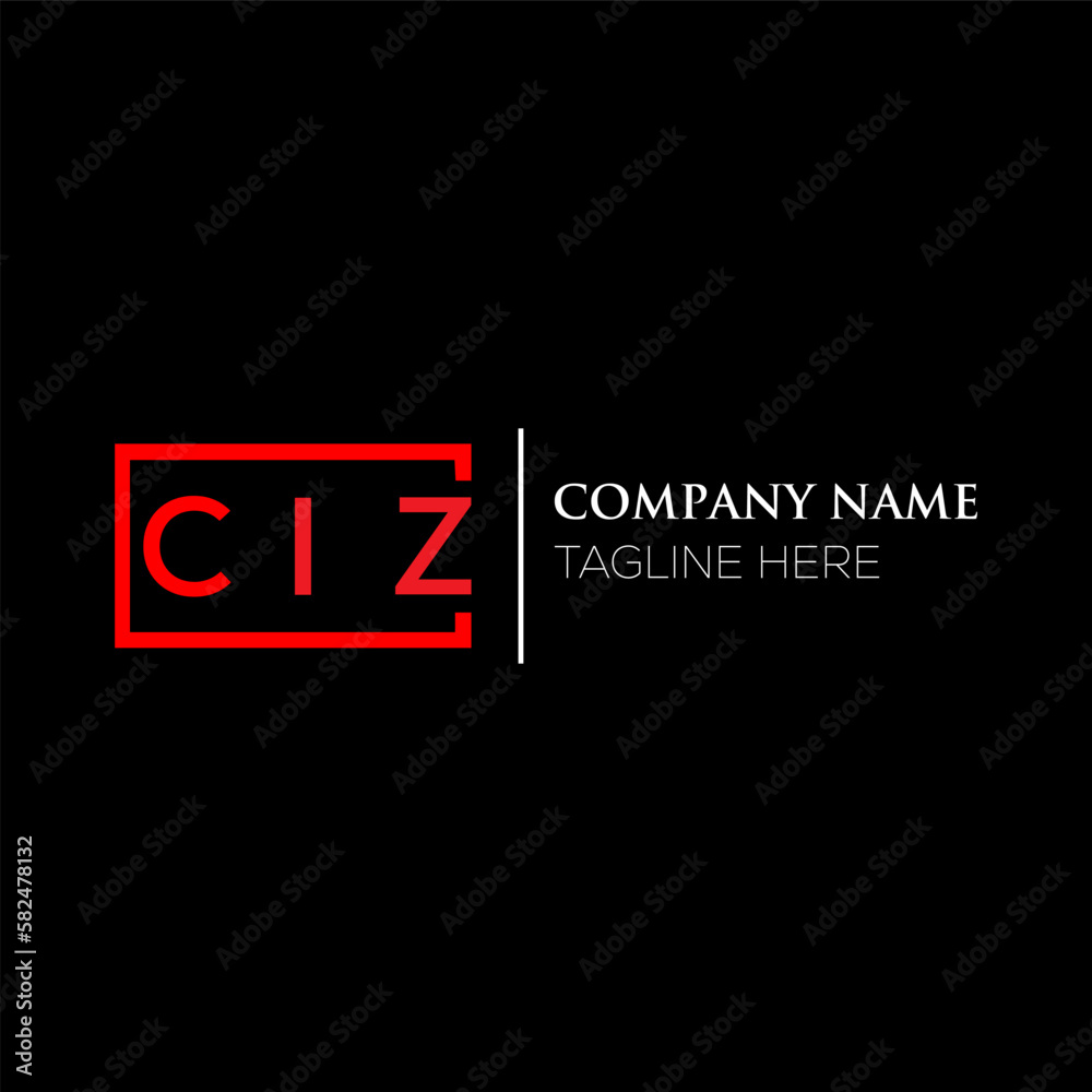 Vecteur Stock CIZ letter logo design on black background. CIZ creative ...