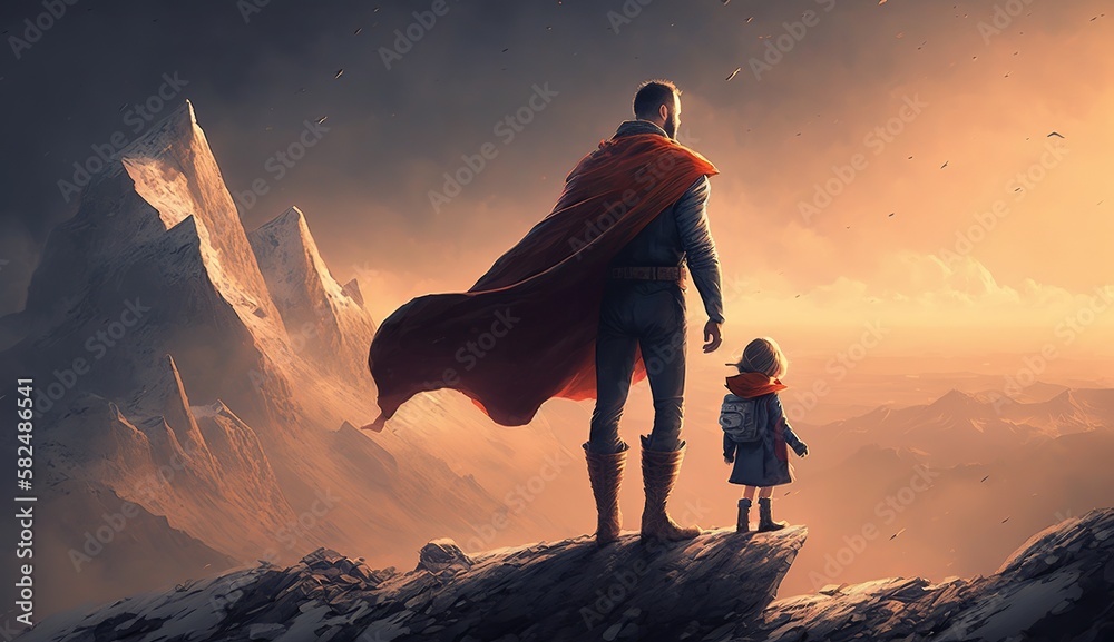 Father's day - illustration of father with his child, Generative ai ...