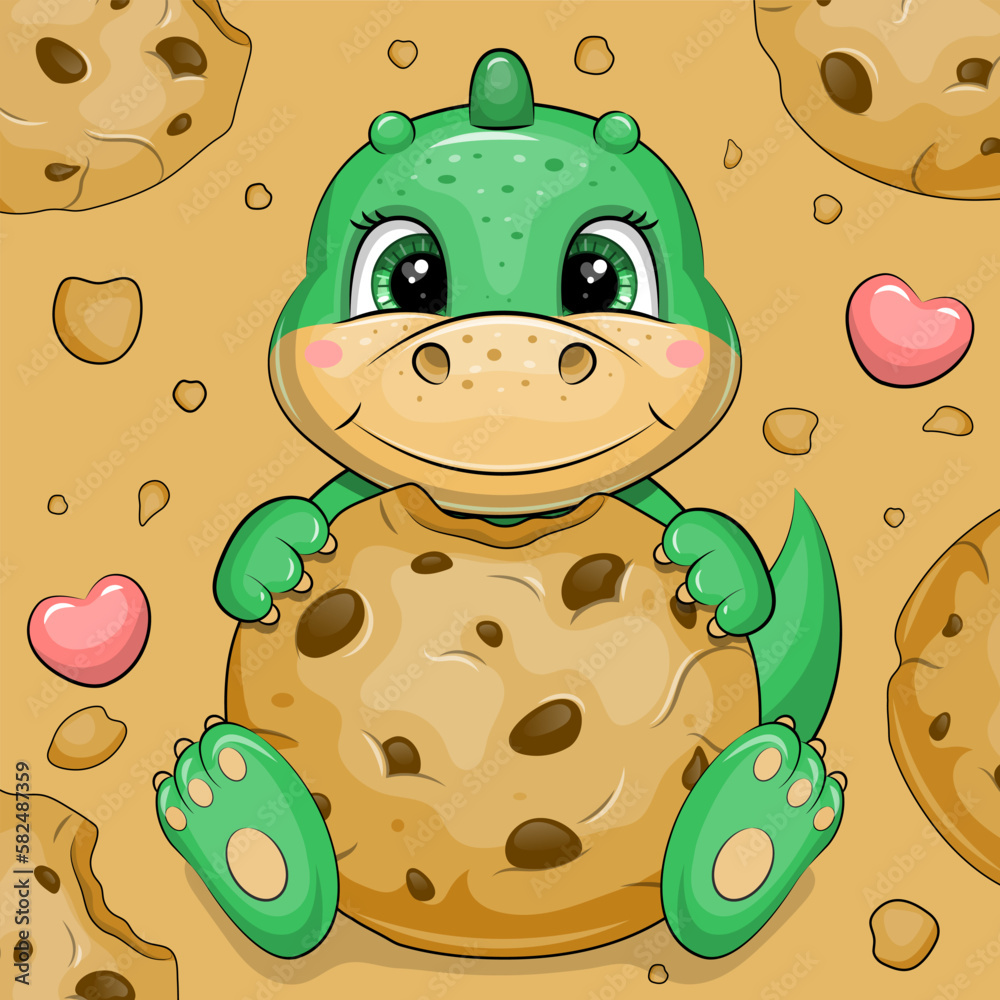 Cartoon Dinosaur Eating