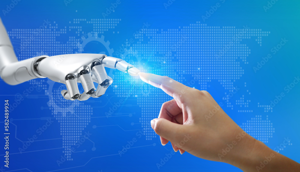 The concept of artificial intelligence AI assisting human functions and ...