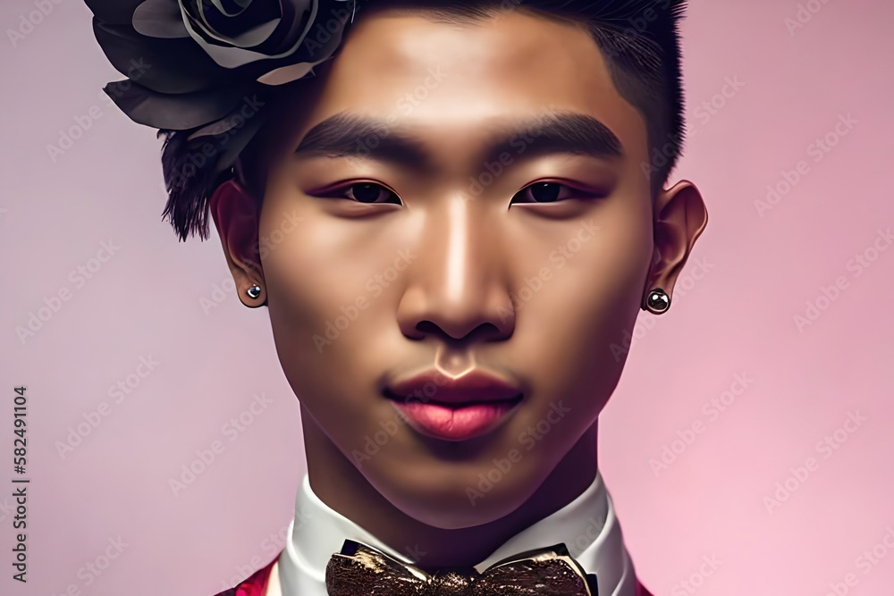 Asian queer person. Transgender, gender neutral, nonbinary, agender ...