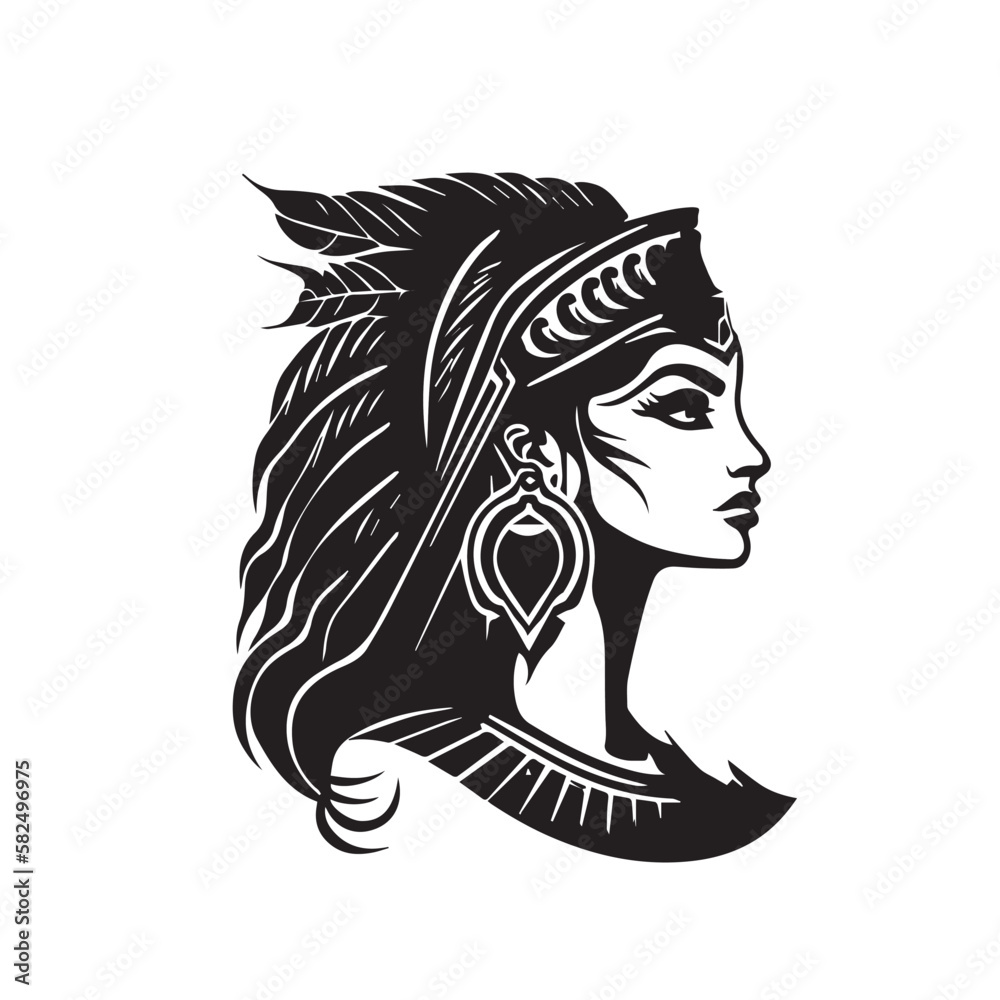 Ancient egyptian woman head logo. Vector illustration of female face ...