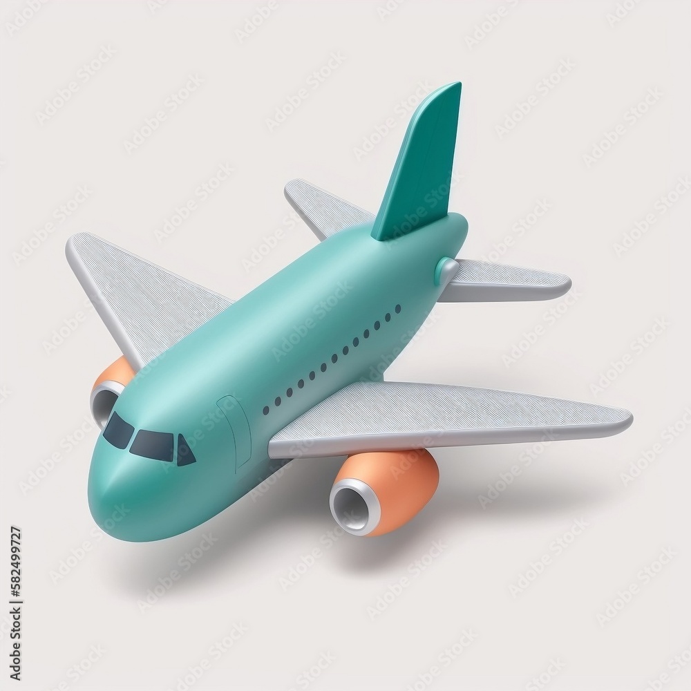 airplane icon in 3d, cute renders, emojis style, smooth, clean style ...