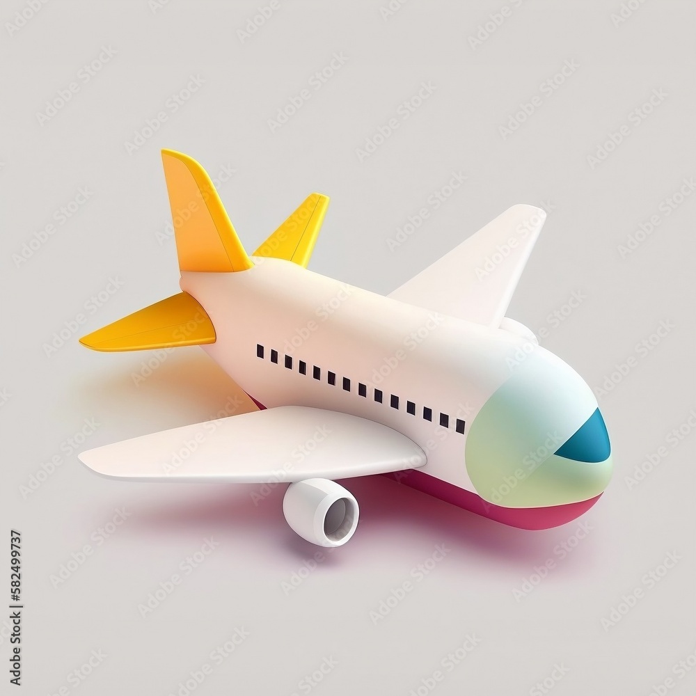 airplane icon in 3d, cute renders, emojis style, smooth, clean style ...