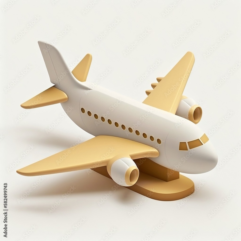 airplane icon in 3d, cute renders, emojis style, smooth, clean style ...