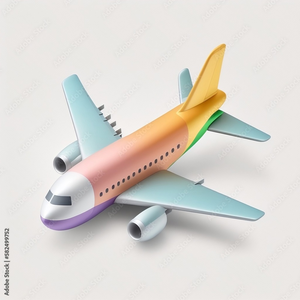 airplane icon in 3d, cute renders, emojis style, smooth, clean style ...