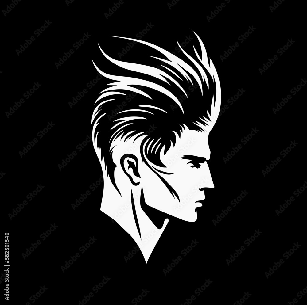 illustration of male hairstyle icon, male face logo for male hair salon ...