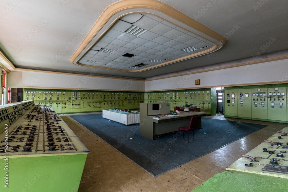 Interior of a control room of an old decommissioned power plant Stock ...