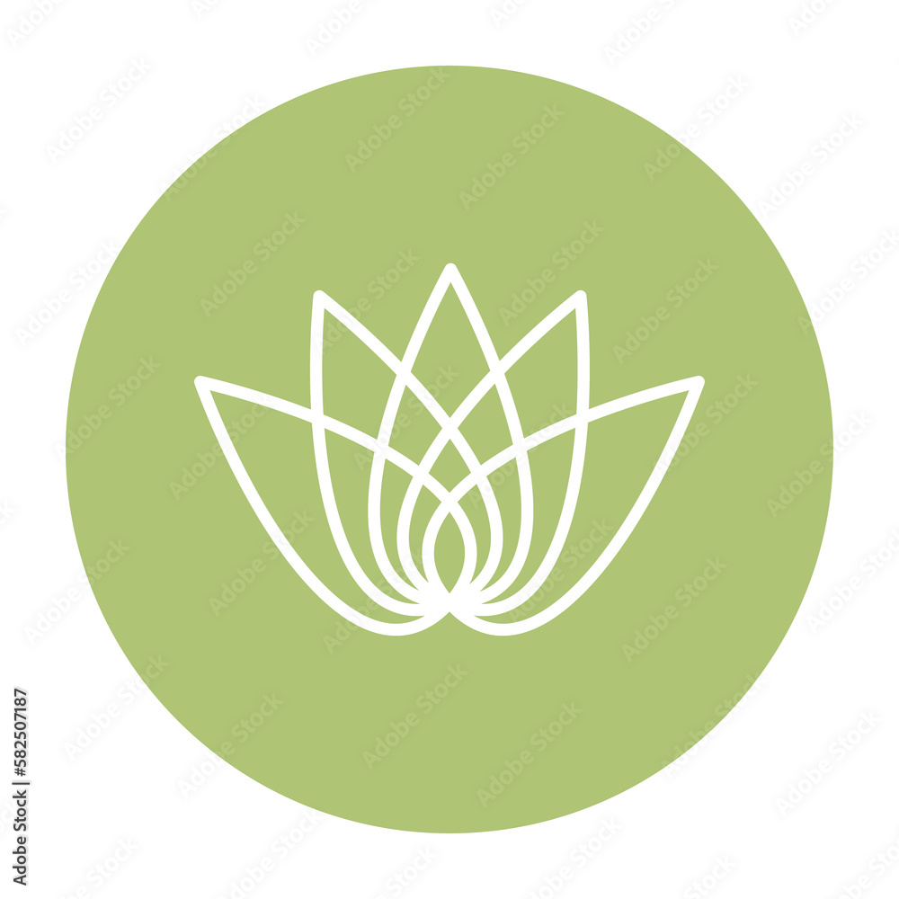png image of yoga mantra icon in white lines with green background ...
