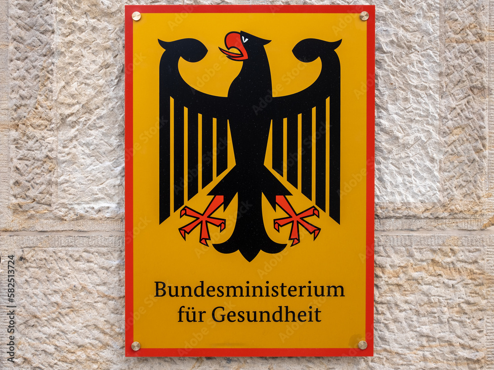 coat of arms of Germany and lettering on a building of the German ...