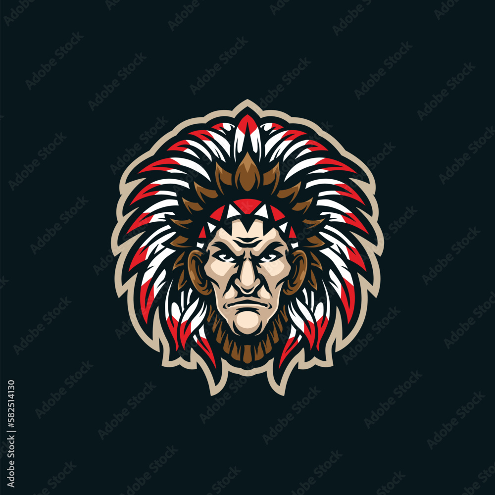 Tribe mascot logo design vector with modern illustration concept style ...
