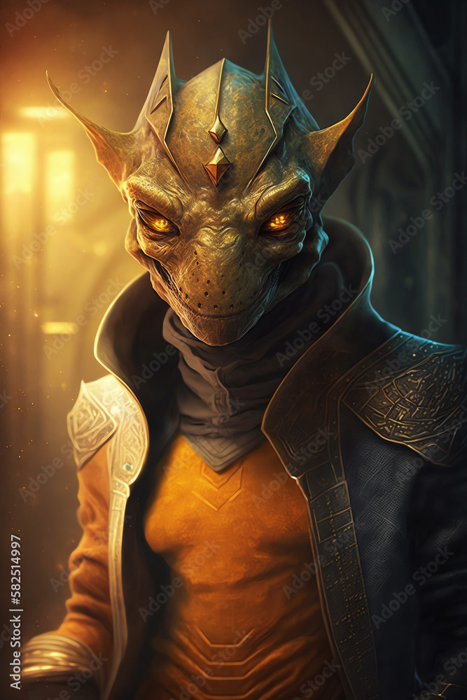 Concept art illustration of a humanoid alien poker player. Stock ...