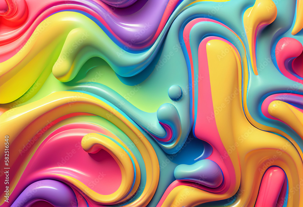 Liquid rainbow mix wavy plastic texture. Wrinkle silicone sheet ...