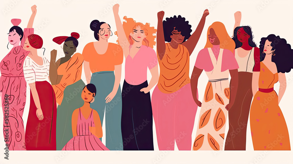 illustration of a diverse group of women on a white background, each ...