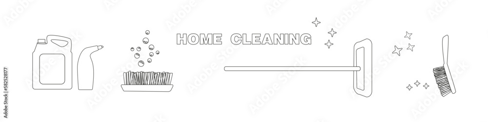 Home cleaning line set. Cleaning Home doodle icon set. Cleanup House ...