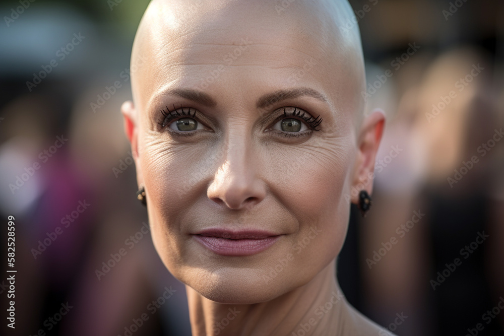 Beautiful bald white woman with shaved head. generative AI Stock ...