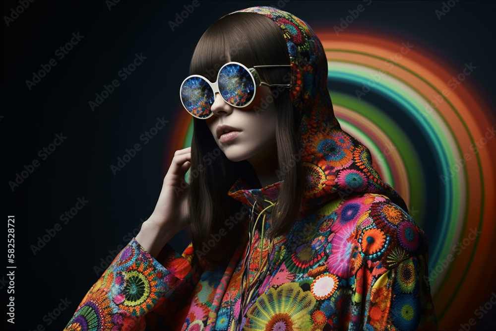 High fashion cool hipsters with psychedelic clothes and vintage ...