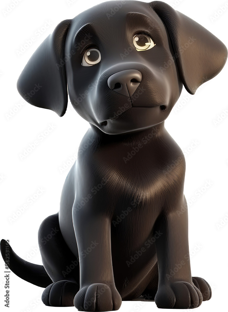 3D cute labrador retriever cartoon isolated on white, transparent ...