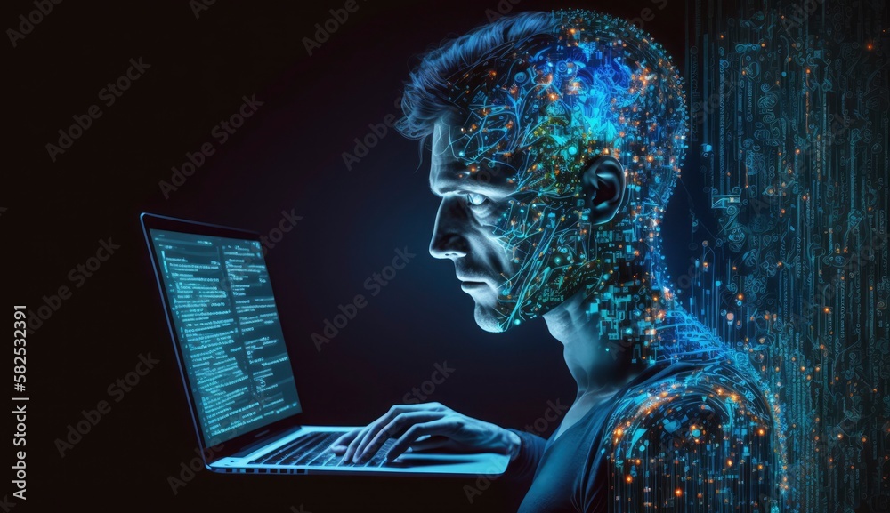 Data scientists. Male programmer using laptop analyzing and developing ... Data scientists. Male programmer using laptop analyzing and developing ...