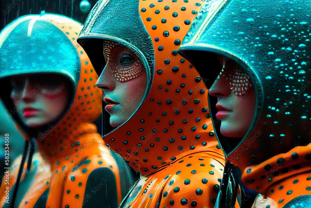 A portrait of people in cyberpunk science fiction. High-tech futuristic ...