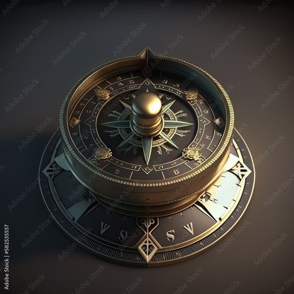 Beautiful ancient compass astrolabe, generative ai Stock Illustration ...