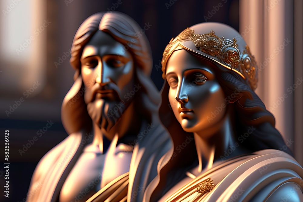 Jesus Christ & Mother Mary Statue Stock Illustration | Adobe Stock