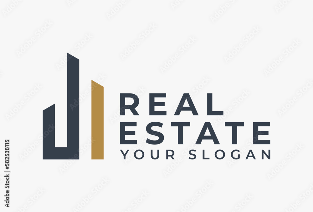 Modern Minimalist Real estate logo design template element. Real estate ...
