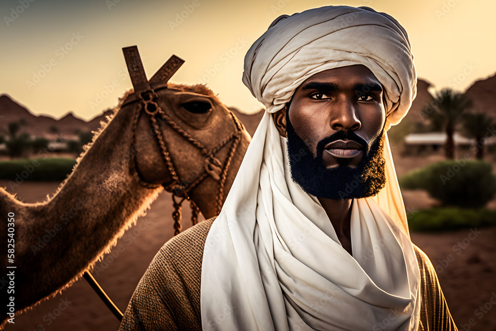 Local Emirati man. Bedouin from United Arab Emirates. Neural network AI ...