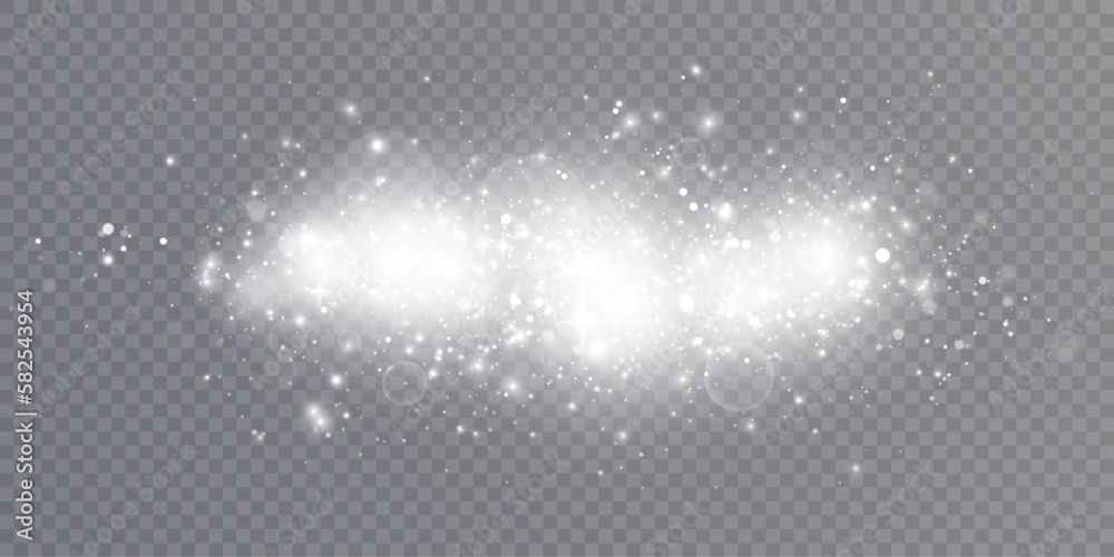 Light effect with lots of glittery highlights shining on transparent ...