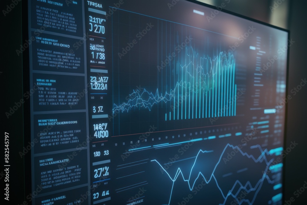 Computer monitor with analytical data visualization. AI generated ...