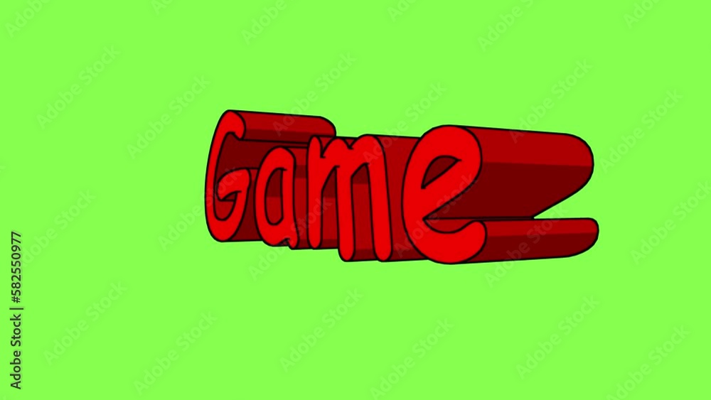 Game. Text. 3d video animation. Background with green chroma key ...
