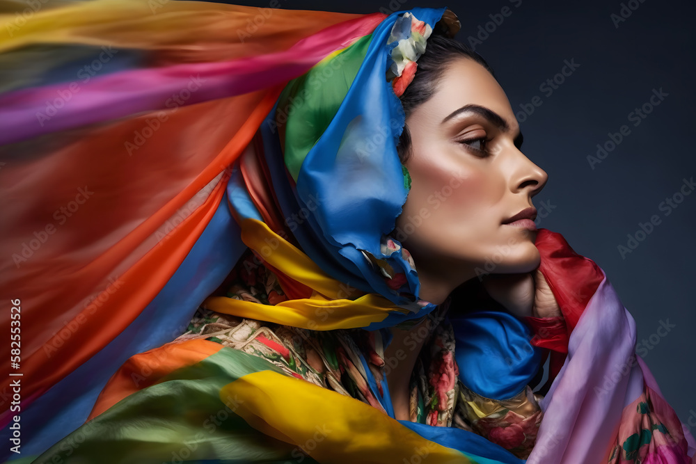 portrait of a Muslim woman in profile. Neural network AI generated art ...