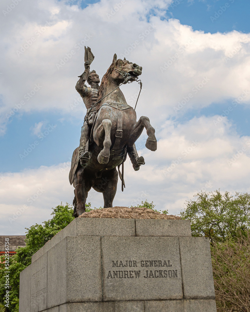 Andrew Jackson Statue and St. Louis Cathedral from Jackson Square ...