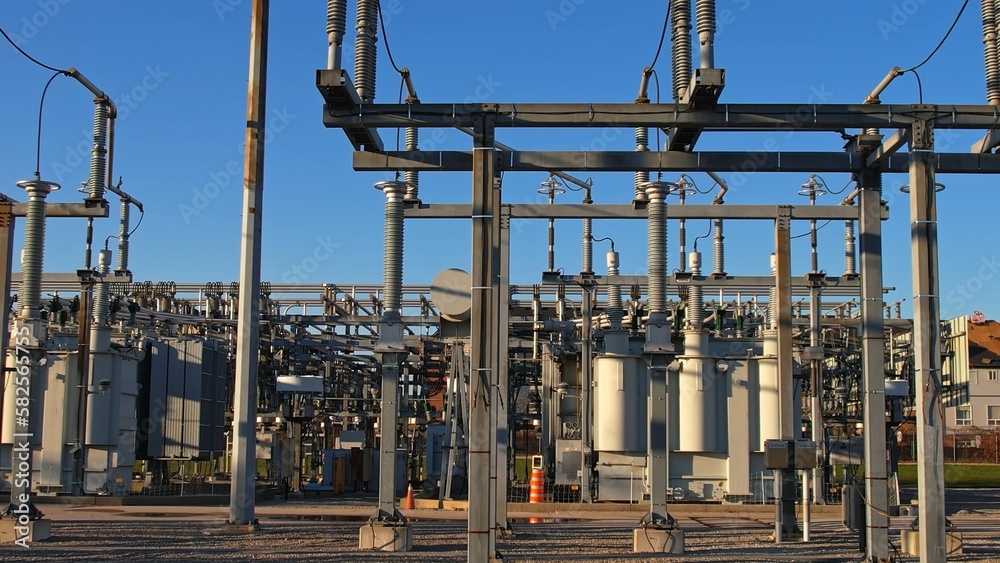 Electrical grid substation and high voltage electric switchyard ...