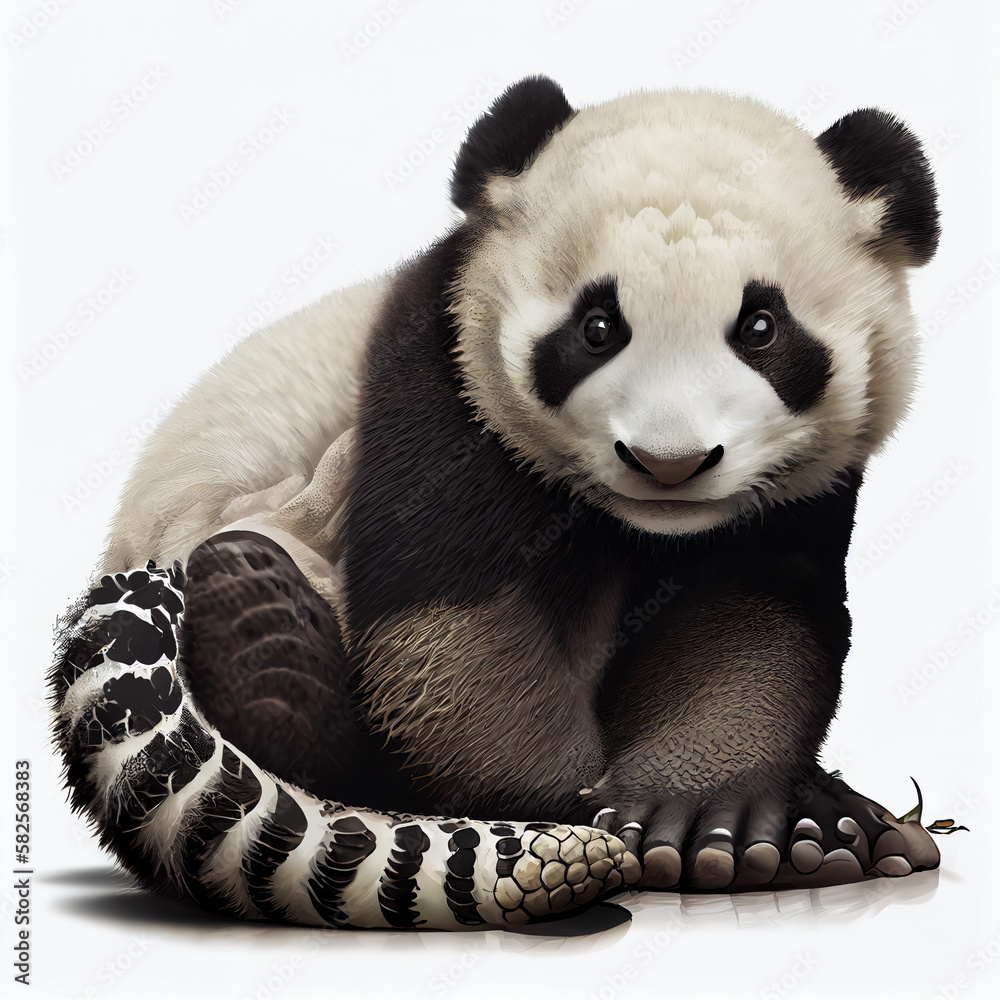 panda with a snake white background hd upscale Stock Illustration ...