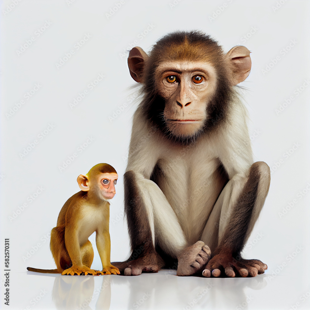 monkey with lion white background hd upscale Stock Illustration | Adobe ...