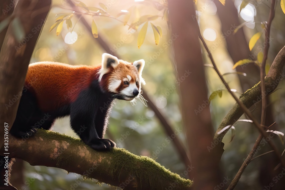 Adorable Red Panda in the Himalayan Forest, created with Generative AI ...
