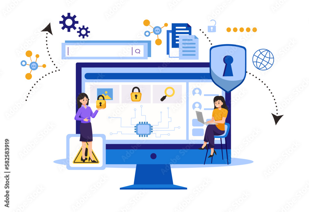 Digital data protection design vector. Cyber security illustration ...