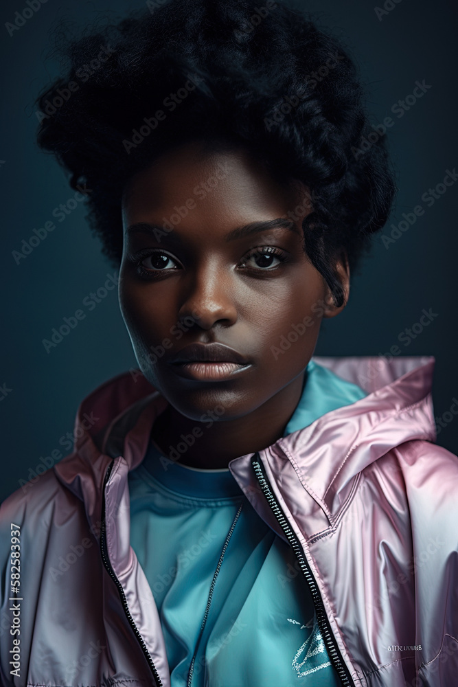 Ilustrace „Eye-Catching Androgynous Black Teen Model for Fashion and ...