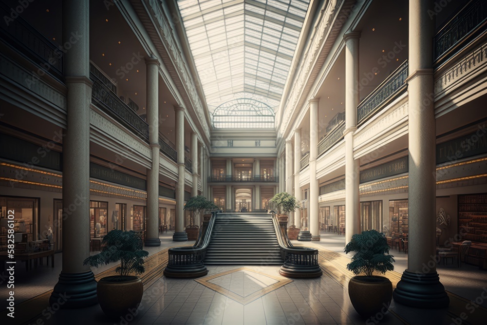 Stunning 3D Model of Luxury Shopping Mall with Dramatic Lighting & High ...